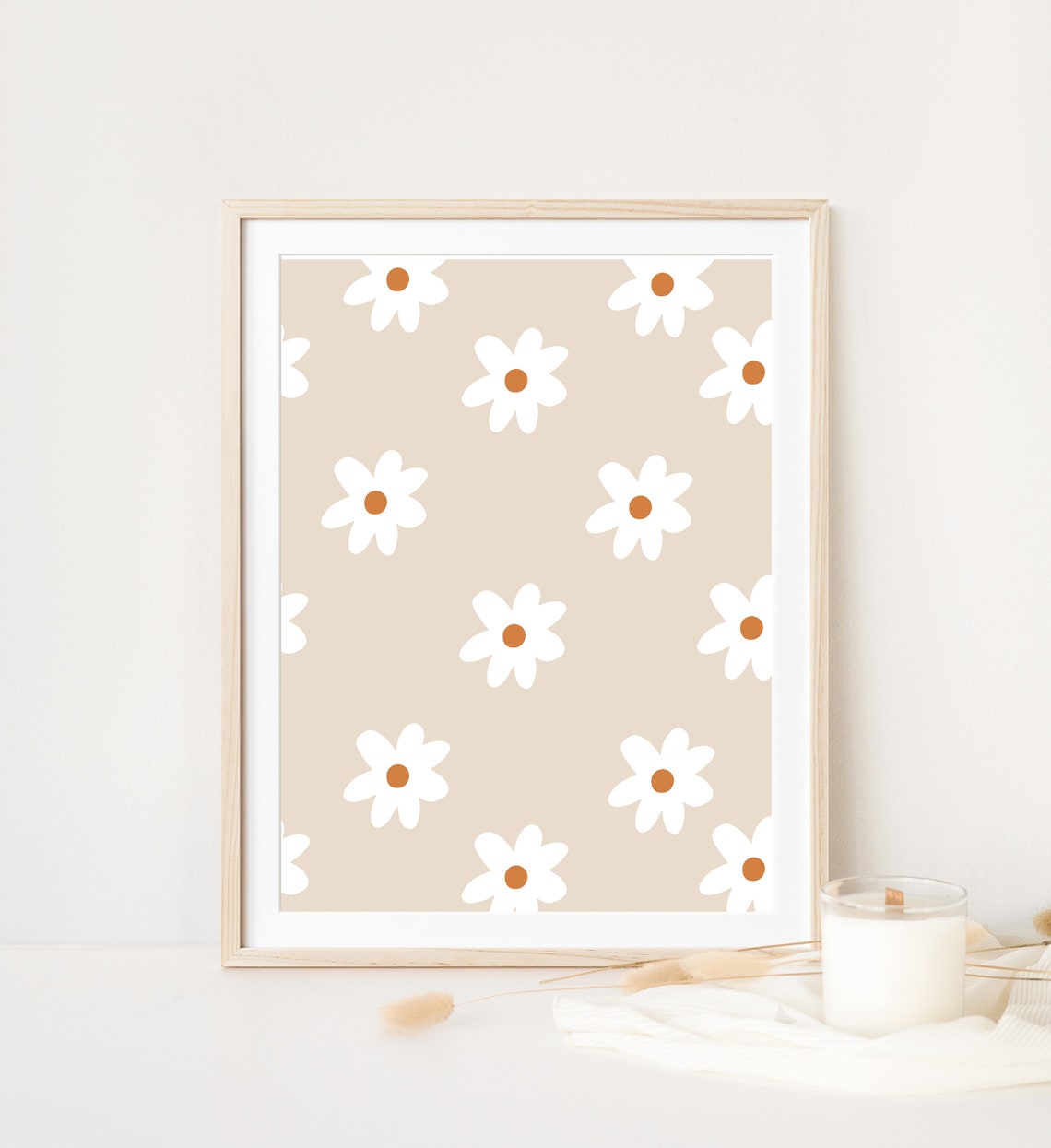 Neutral Daisy Nursery Wall Art, Neutral Spring Print Set, Neutral ...