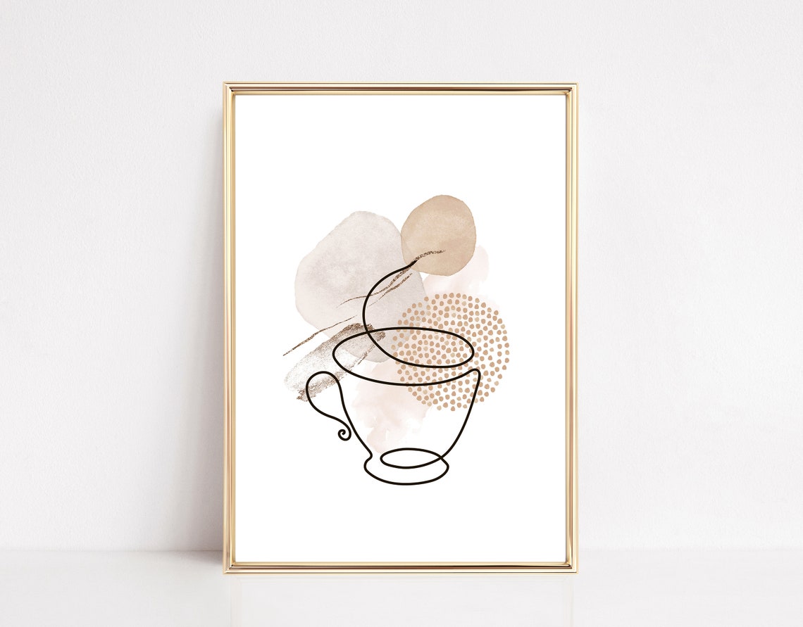 Abstract Coffee Line Art Print Coffee Painting Minimal - Etsy