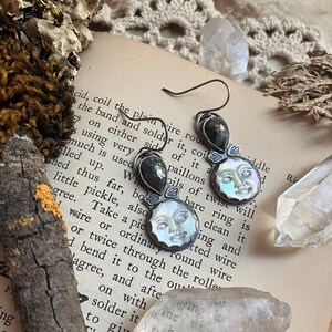 Sleepy Moon Face Whimsical Whimsigoth Art Deco Mother of Pearl ...
