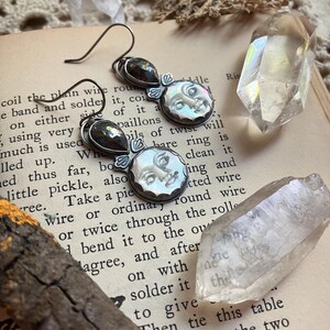 Sleepy Moon Face Whimsical Whimsigoth Art Deco Mother of Pearl ...