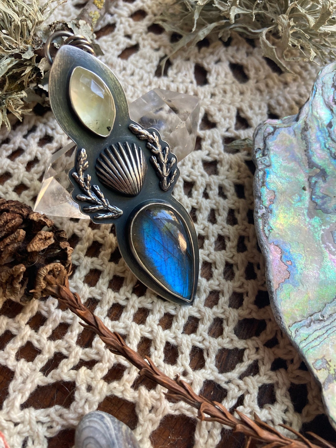 Skeleton Mermaid Treasure Ocean Sea Prehnite Labradorite Shell - Etsy