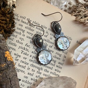Sleepy Moon Face Whimsical Whimsigoth Art Deco Mother of Pearl ...