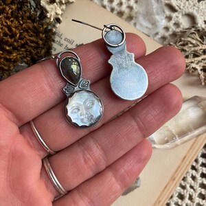 Sleepy Moon Face Whimsical Whimsigoth Art Deco Mother of Pearl ...