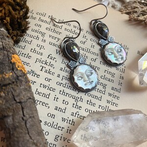 Sleepy Moon Face Whimsical Whimsigoth Art Deco Mother of Pearl ...