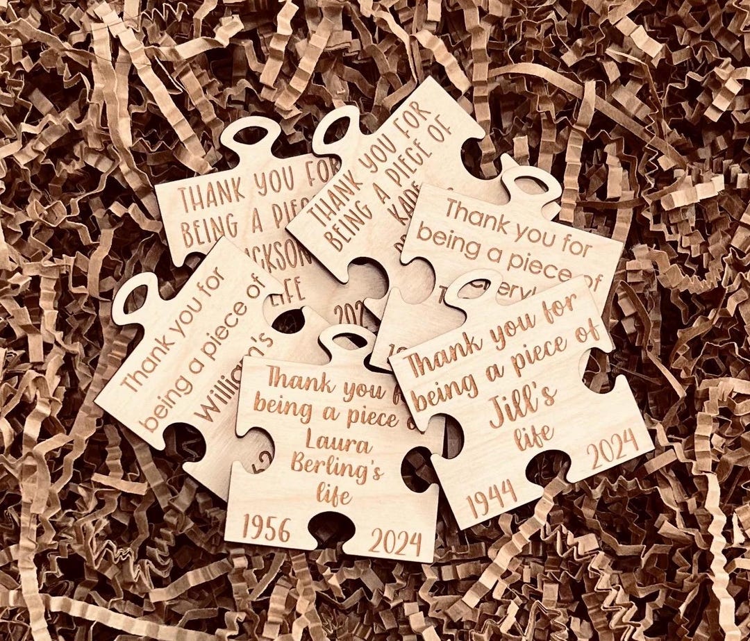 Personalized Puzzle Piece Celebration of Life Keepsake, Memorial ...