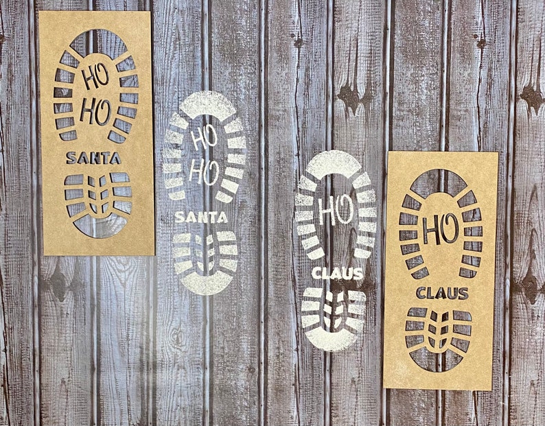 Reusable Santa's Boot Print Stencils, Santa's Footprints, Holiday ...