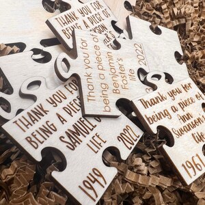 Personalized Puzzle Piece Celebration of Life Keepsake, Memorial ...
