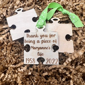 Personalized Puzzle Piece Celebration of Life Keepsake, Memorial ...