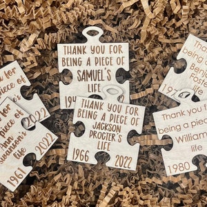 Personalized Puzzle Piece Celebration of Life Keepsake, Memorial ...