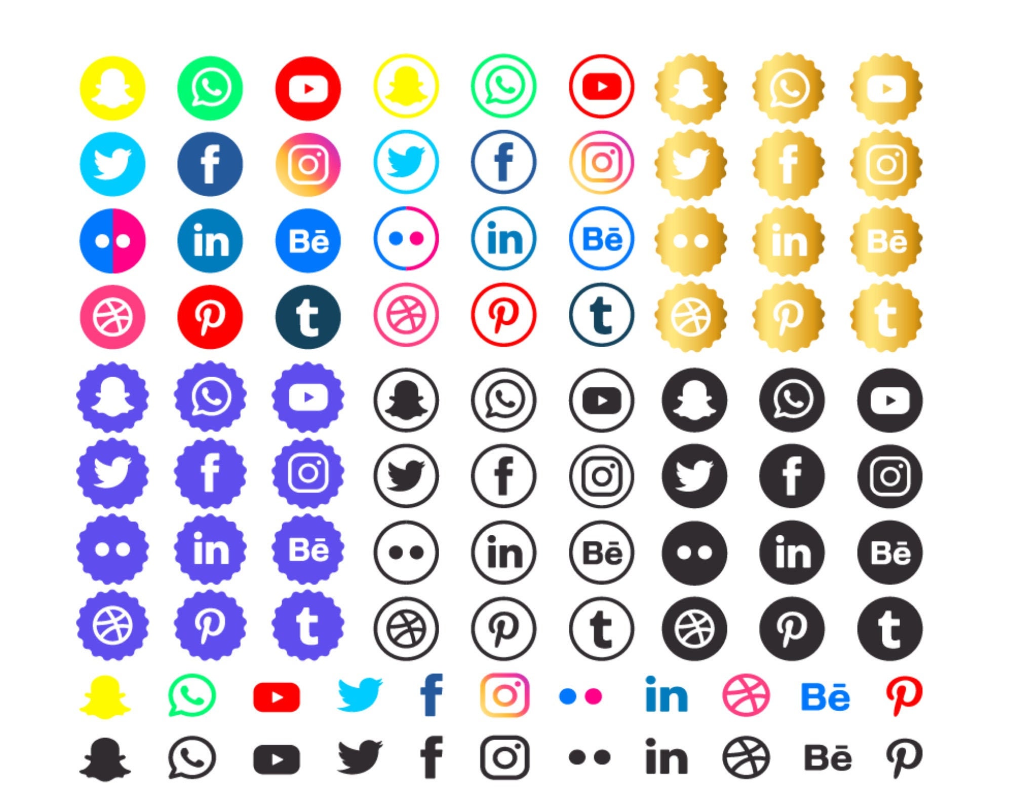 Social Media Icon Set & Logo Svg/ai/eps Files Instant Download Change ...