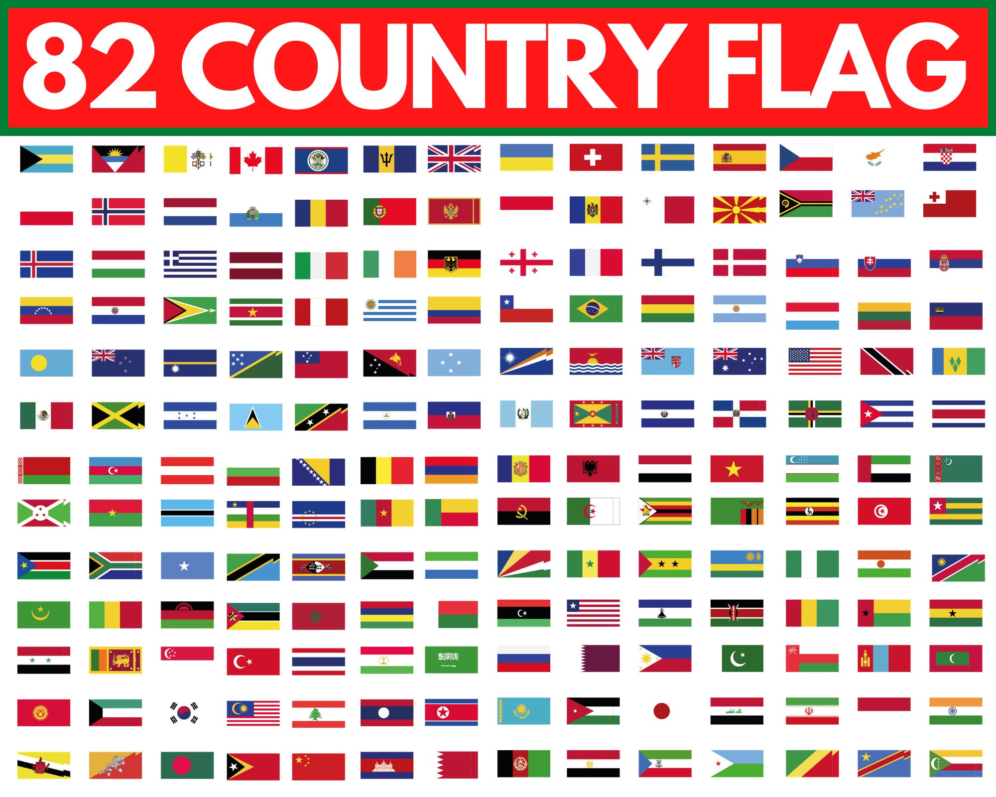 Country Flag Svg Bundles 82 Instant Download Digital Transparent Files ...