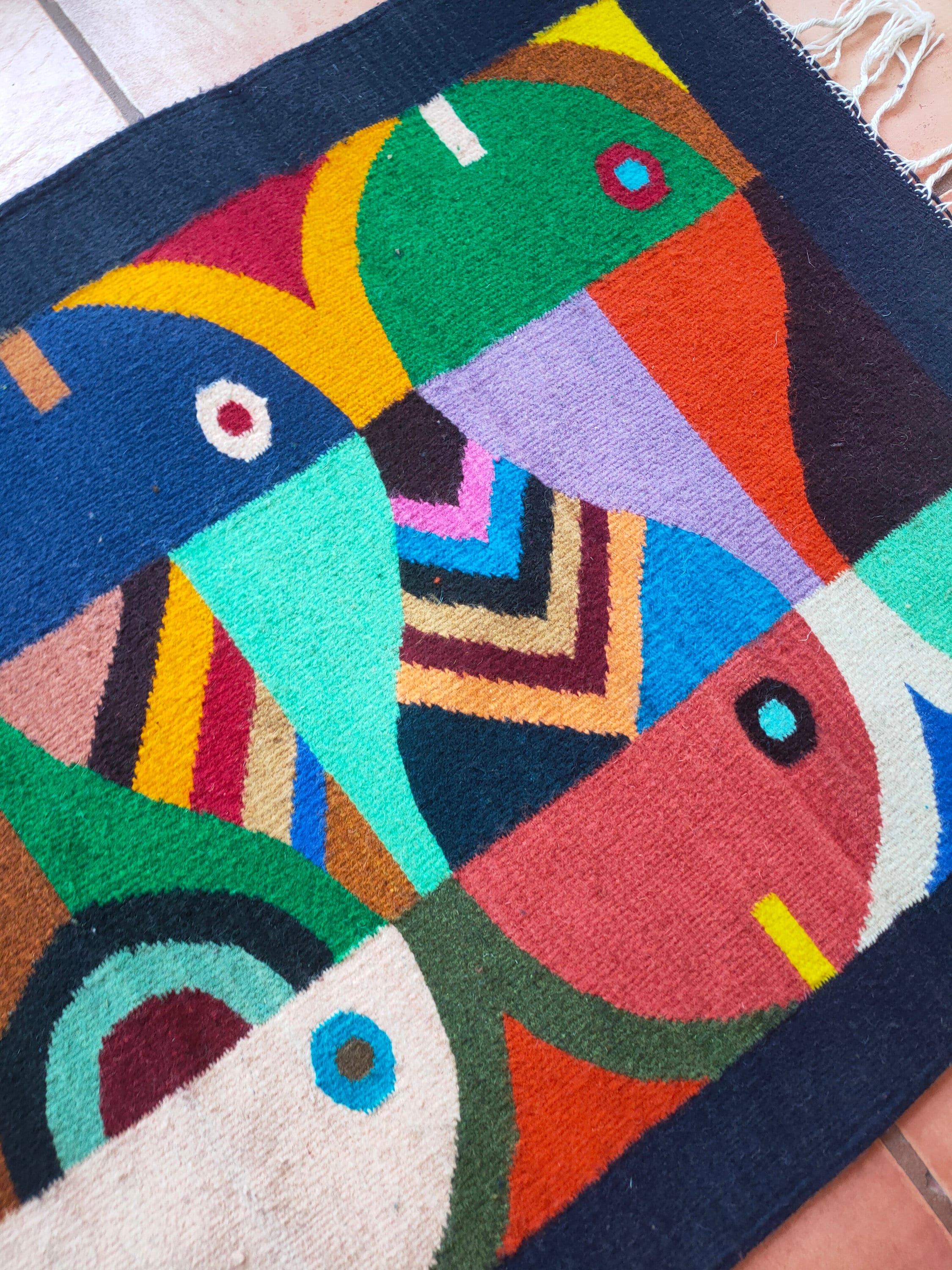 Authentic Zapotec Rug (fishes) {union of Souls} 100% Wool and Natural ...