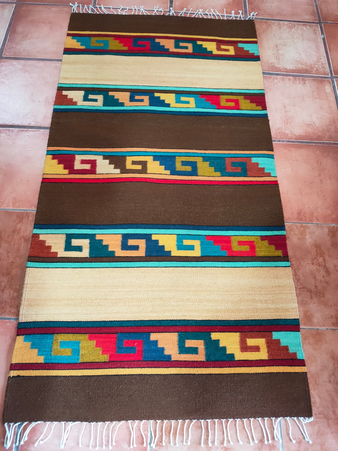 Authentic Zapotec Rug ( Mitla ) *zapotec Pattern* 100% Sheep Wool and ...