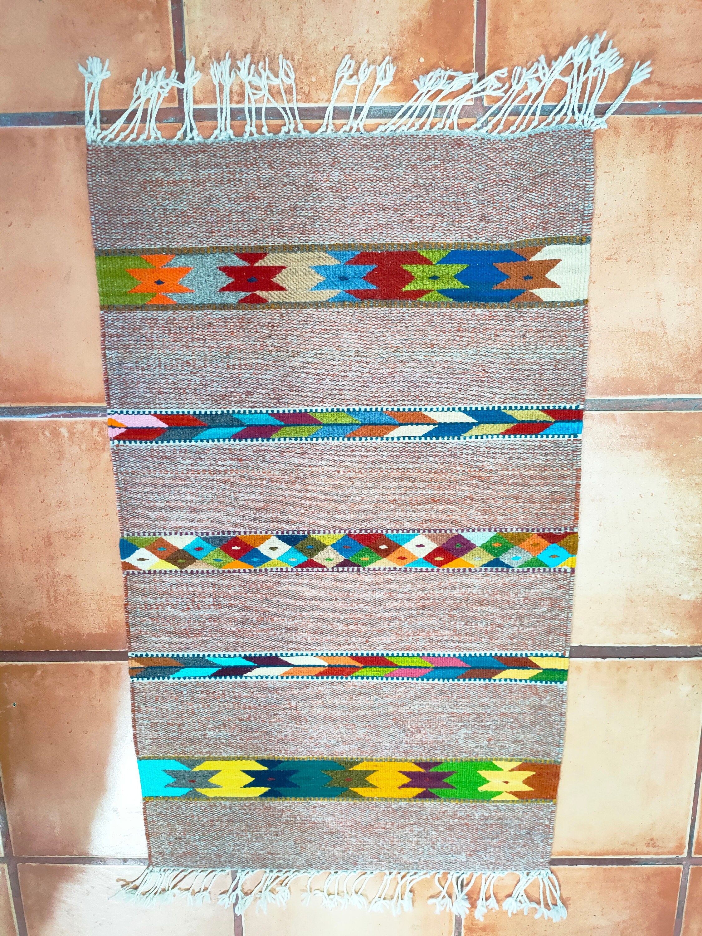 Authentic Zapotec Rug chains 100% Sheep Wool and Natural Dyes. 24in W X ...