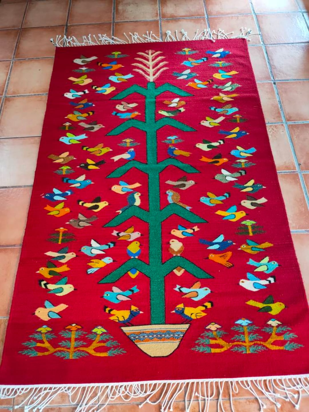 Authentic Zapotec Rug (tree of Life) *old Traditional Design* 100% Wool ...