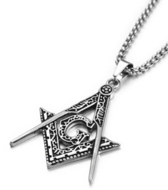 Silver Masonic Mason Pendant Necklace | Etsy