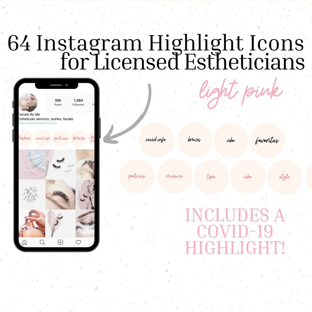 LIGHT PINK Instagram Highlight Icons for Estheticians, Pink Icons for ...
