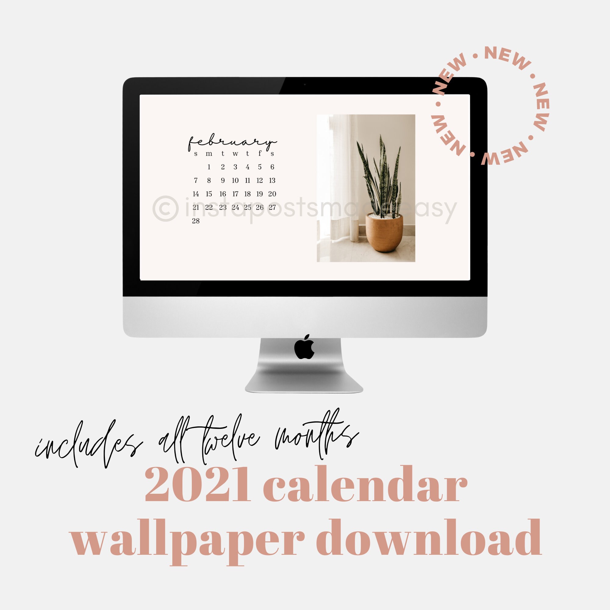 2021 Digital Desktop Calendar Wallpaper Moody Neutrals Boho Houseplants ...