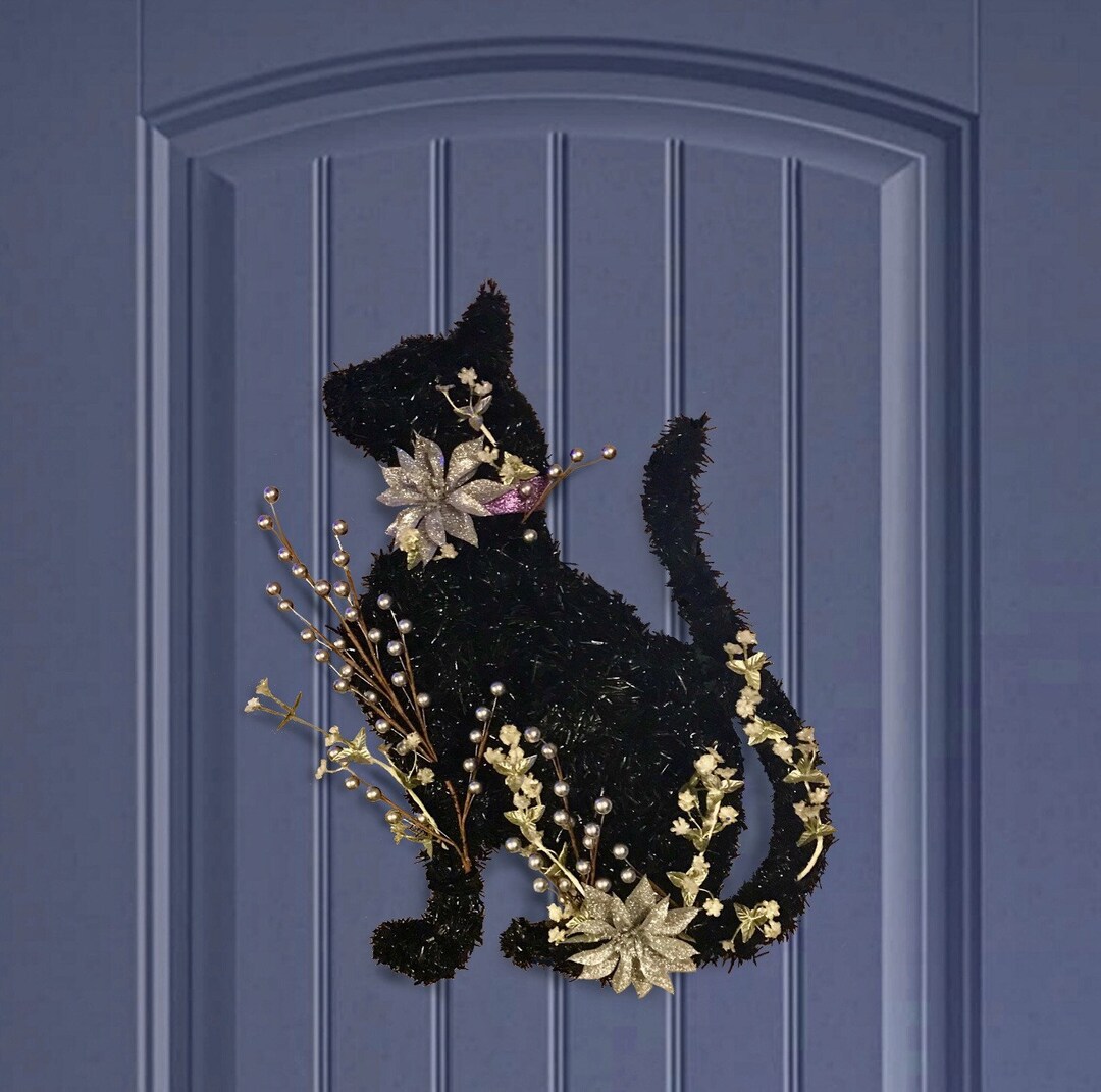 Custom Cat Portrait Wreaths Personalized Cat Door Hanger Cute Kitty ...