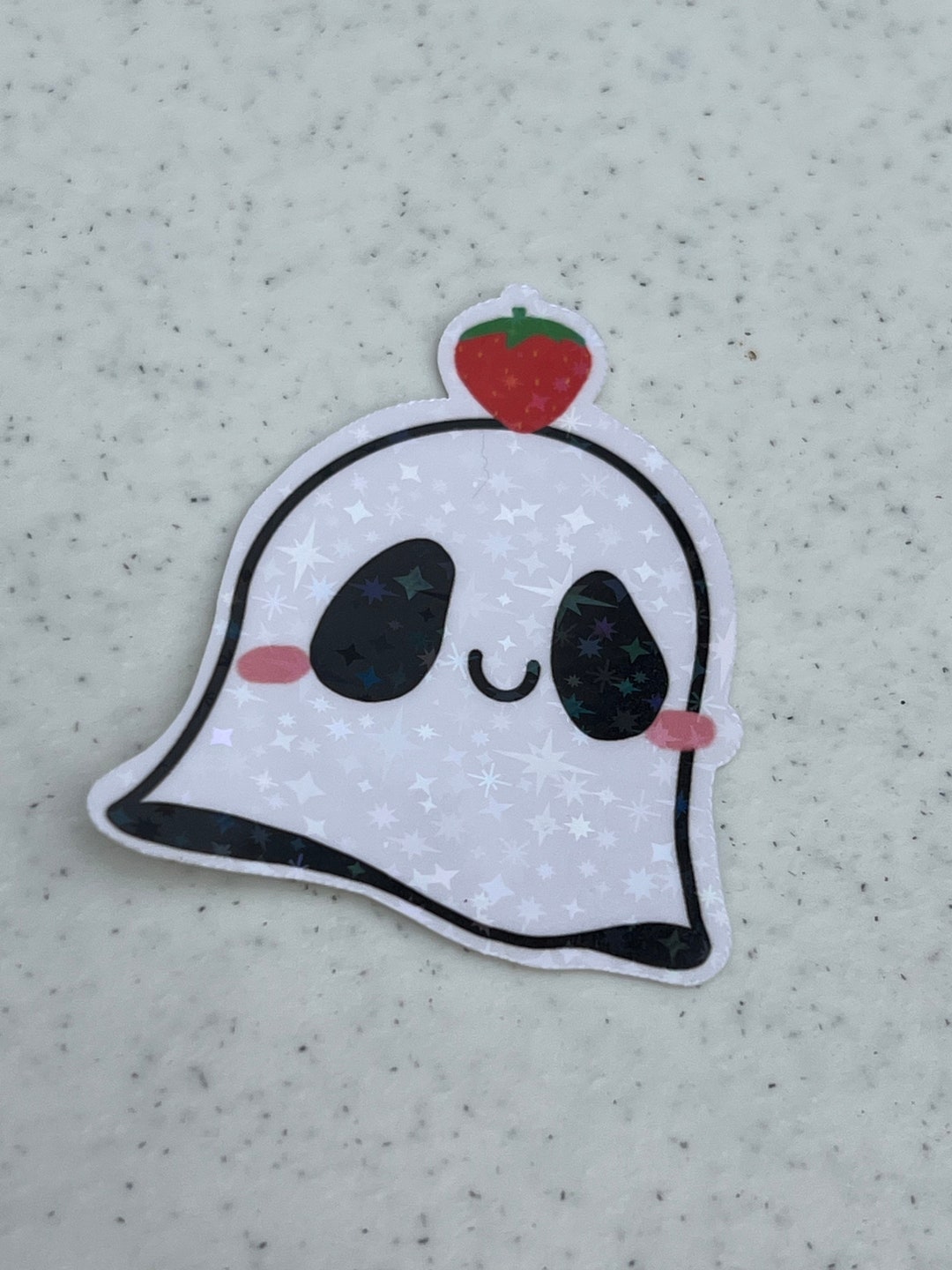 Scary Berry Sticker. Ghost Sticker, Holographic Strawberry Ghost ...