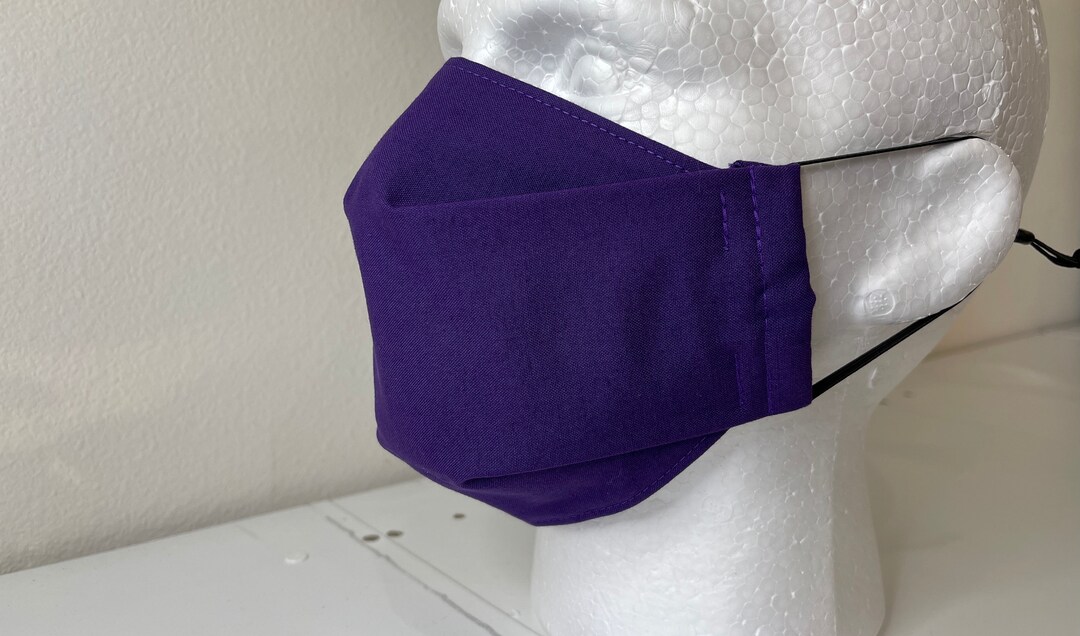 Purple Solid Face Mask Four Layers 100% Cotton Washable and - Etsy