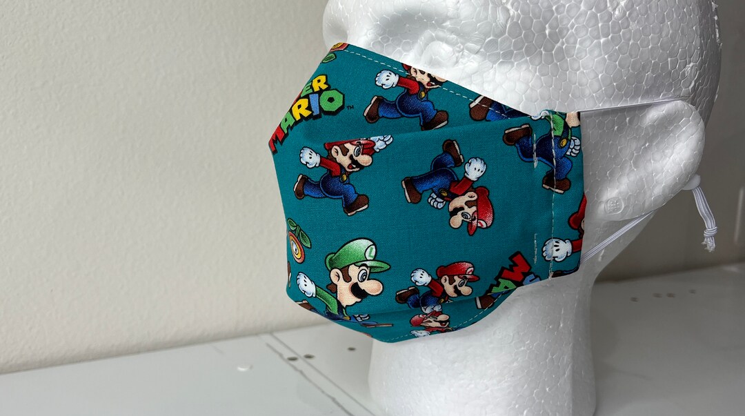 Mario Face Mask Four Layers 100% Cotton Washable and - Etsy