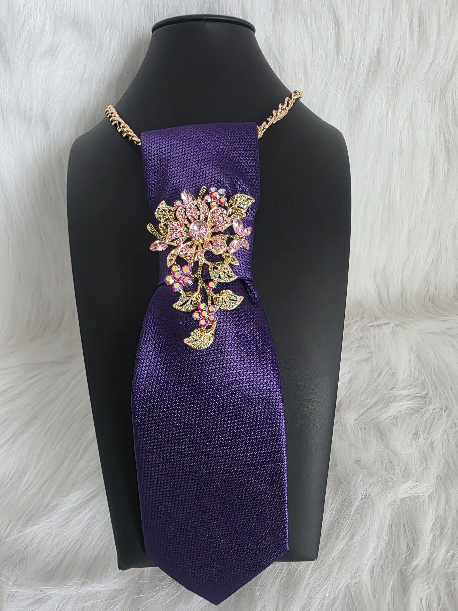 Elegant Handcrafted Necktie Brooch Necklace, Women's Necktie - Etsy