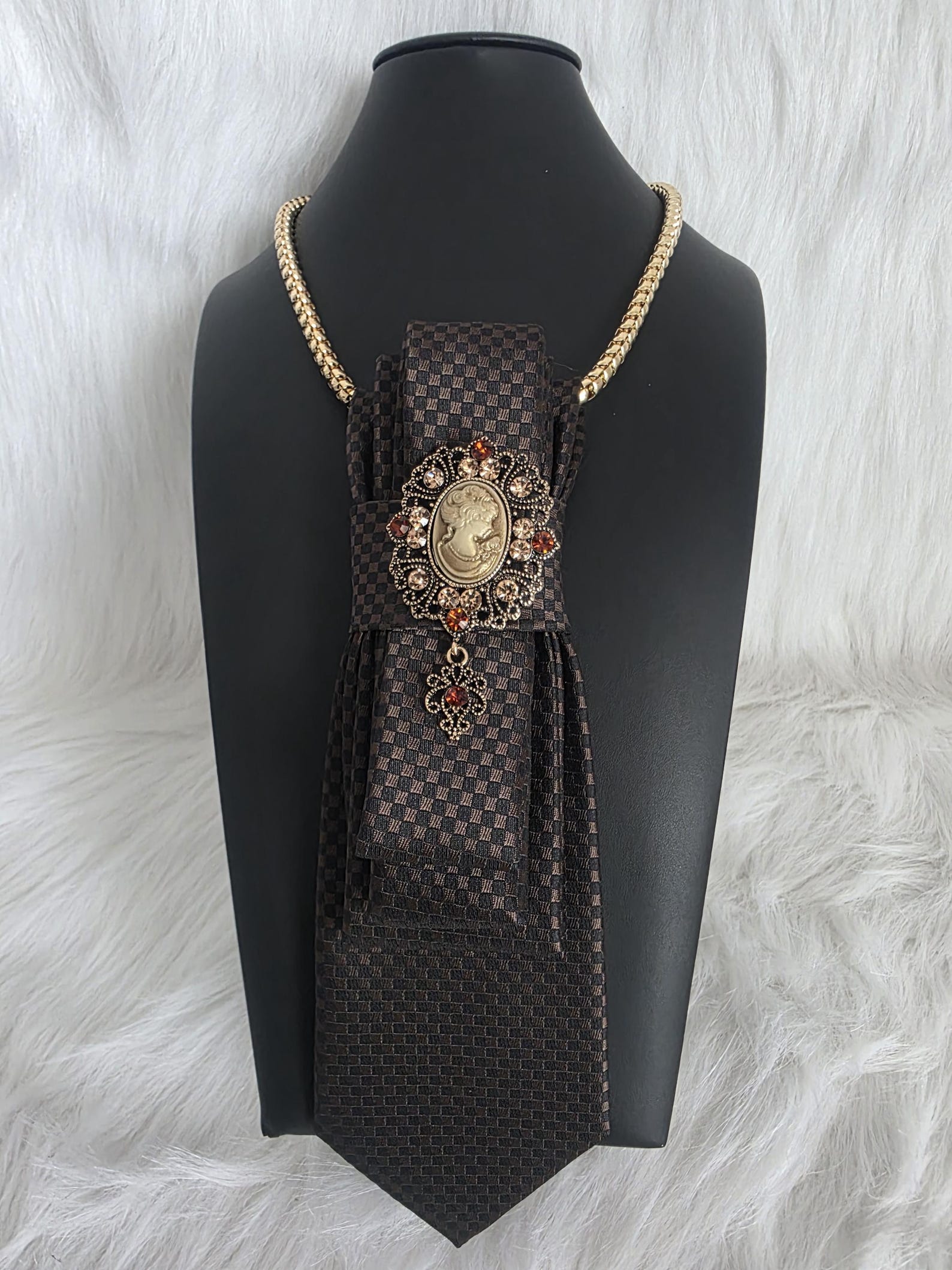 Elegant Handcrafted Necktie Brooch Necklace, Women's Necktie - Etsy