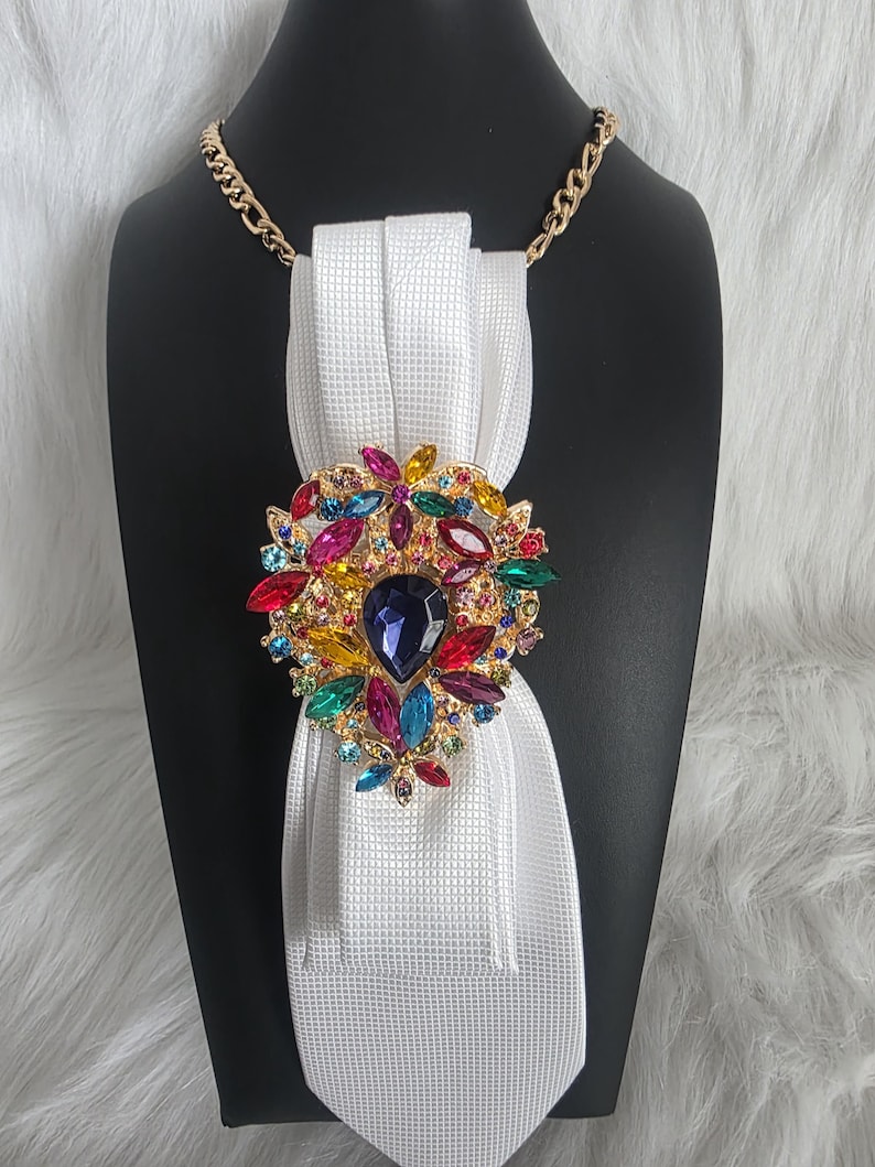 Elegant Handcrafted Necktie Brooch Necklace, Women's Necktie - Etsy
