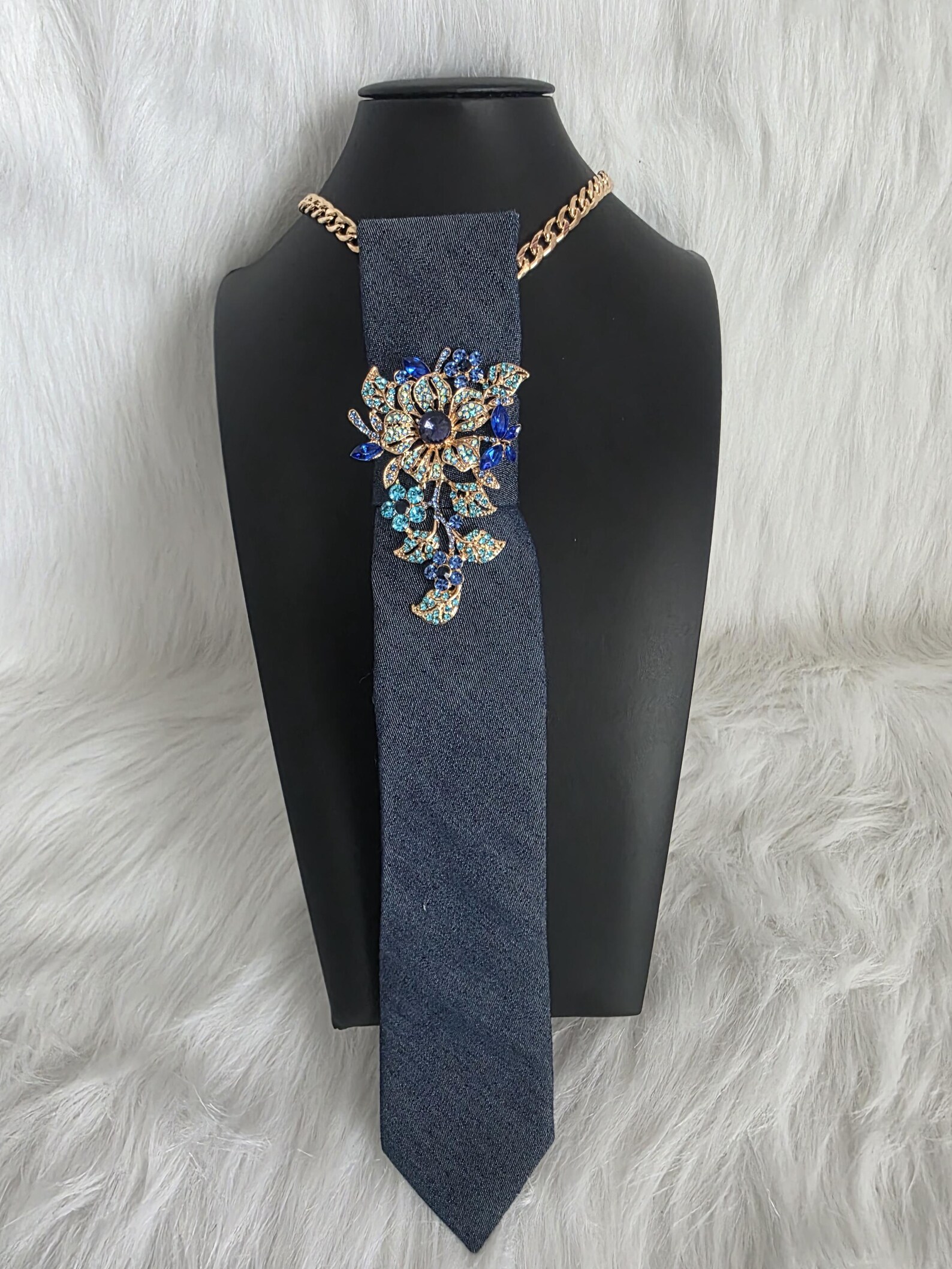 Elegant Handcrafted Necktie Brooch Necklace, Women's Necktie - Etsy