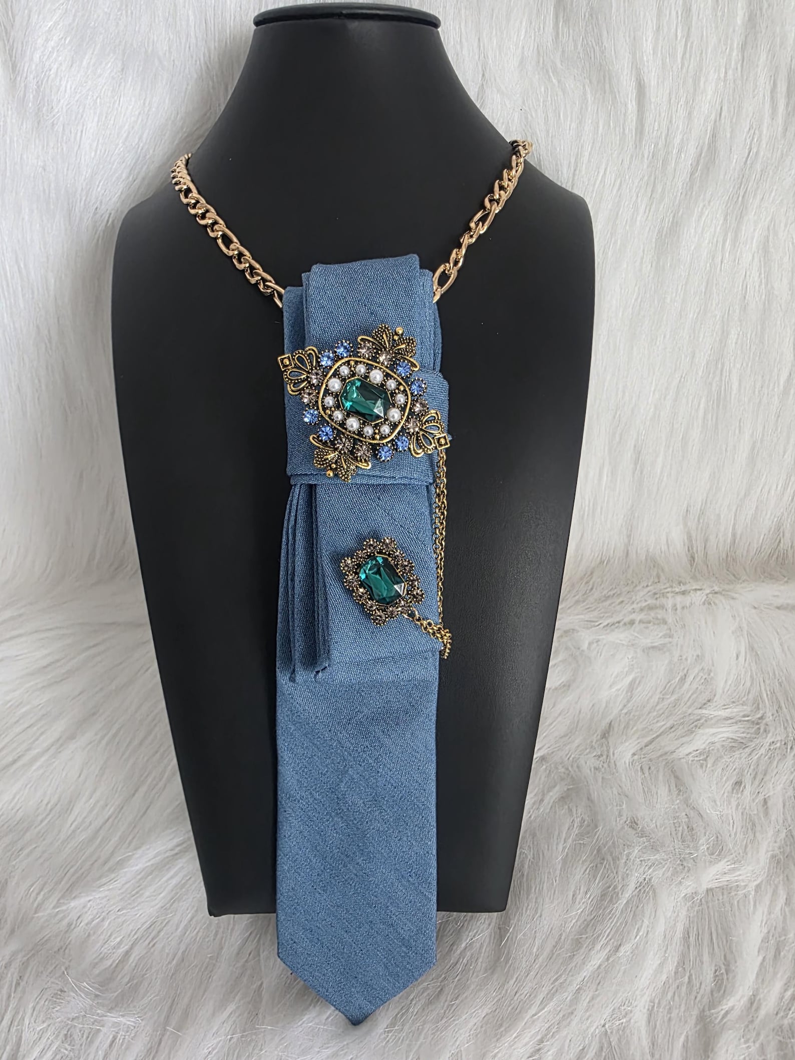 Elegant Handcrafted Necktie Brooch Necklace, Women's Necktie - Etsy