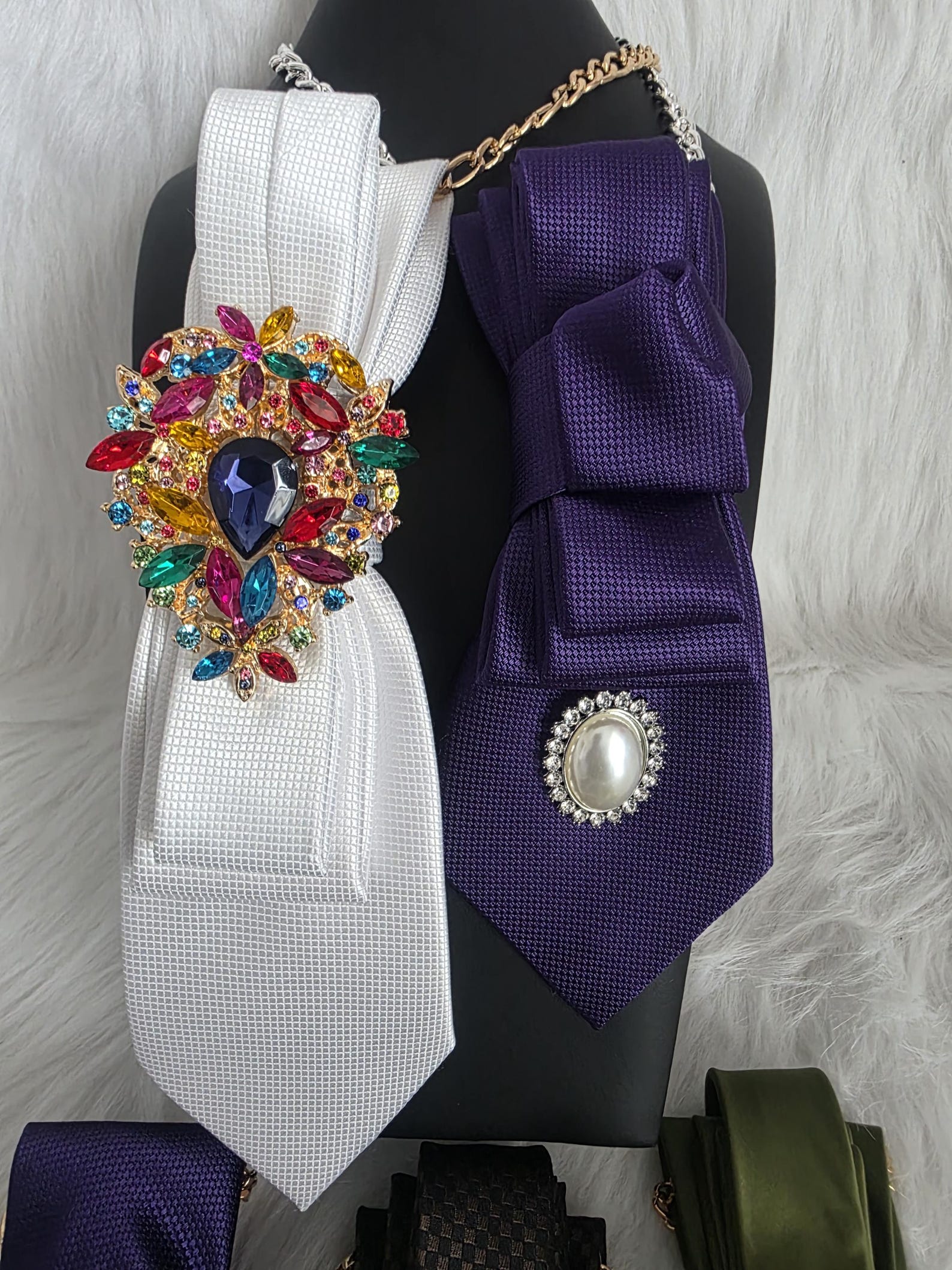 Elegant Handcrafted Necktie Brooch Necklace, Women's Necktie - Etsy
