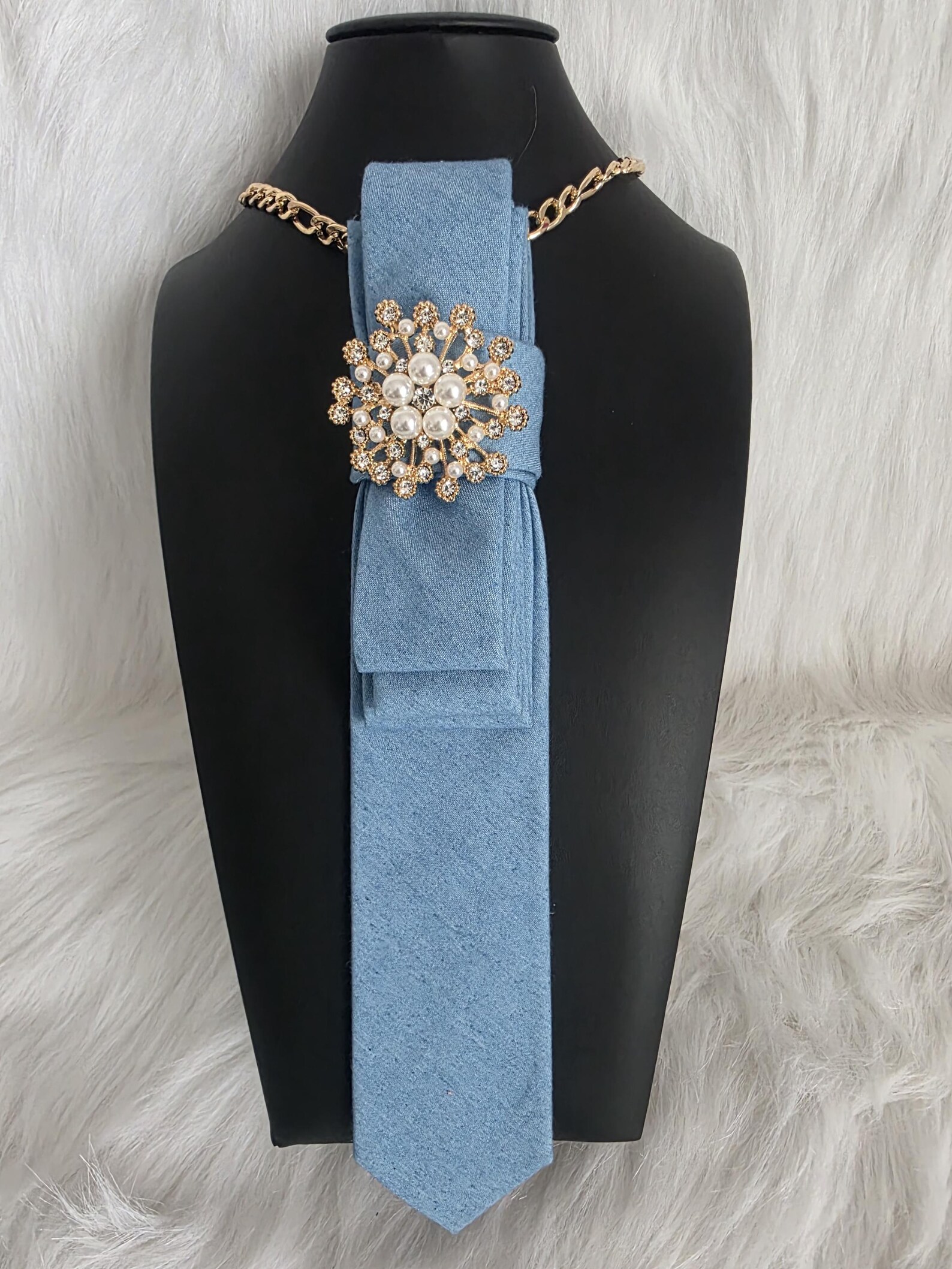 Elegant Handcrafted Necktie Brooch Necklace, Women's Necktie - Etsy