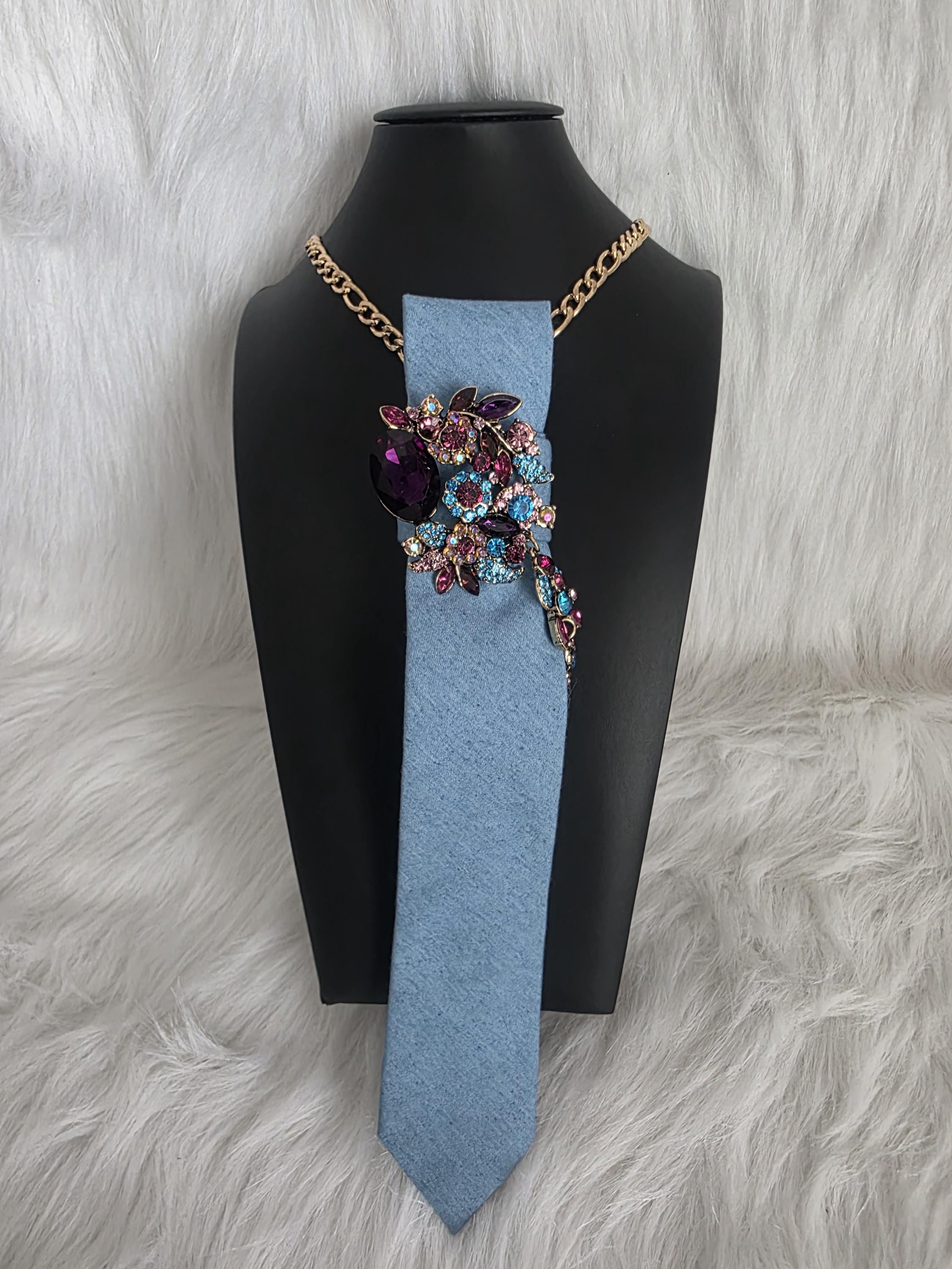 Elegant Handcrafted Necktie Brooch Necklace, Women's Necktie - Etsy
