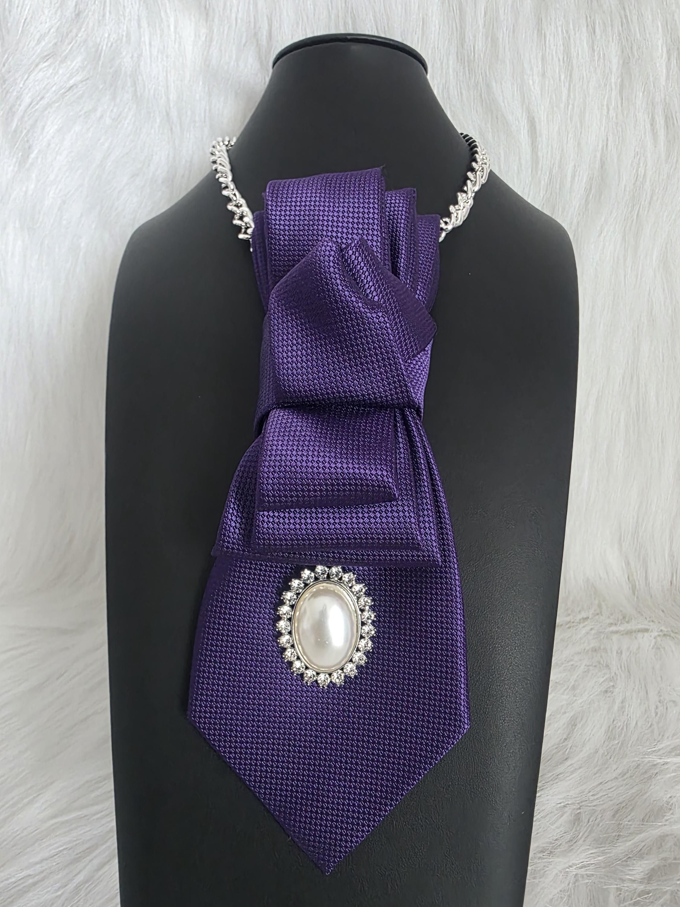 Elegant Handcrafted Necktie Brooch Necklace, Women's Necktie - Etsy