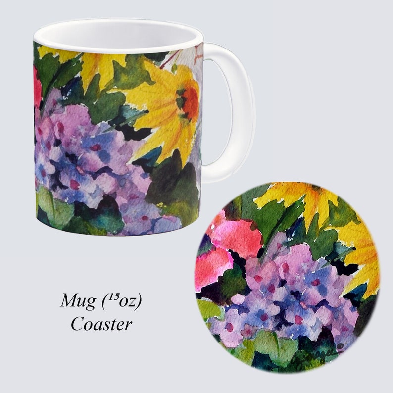 MUG & COASTER -sublimated With Original Hand Painted Watercolors - Etsy