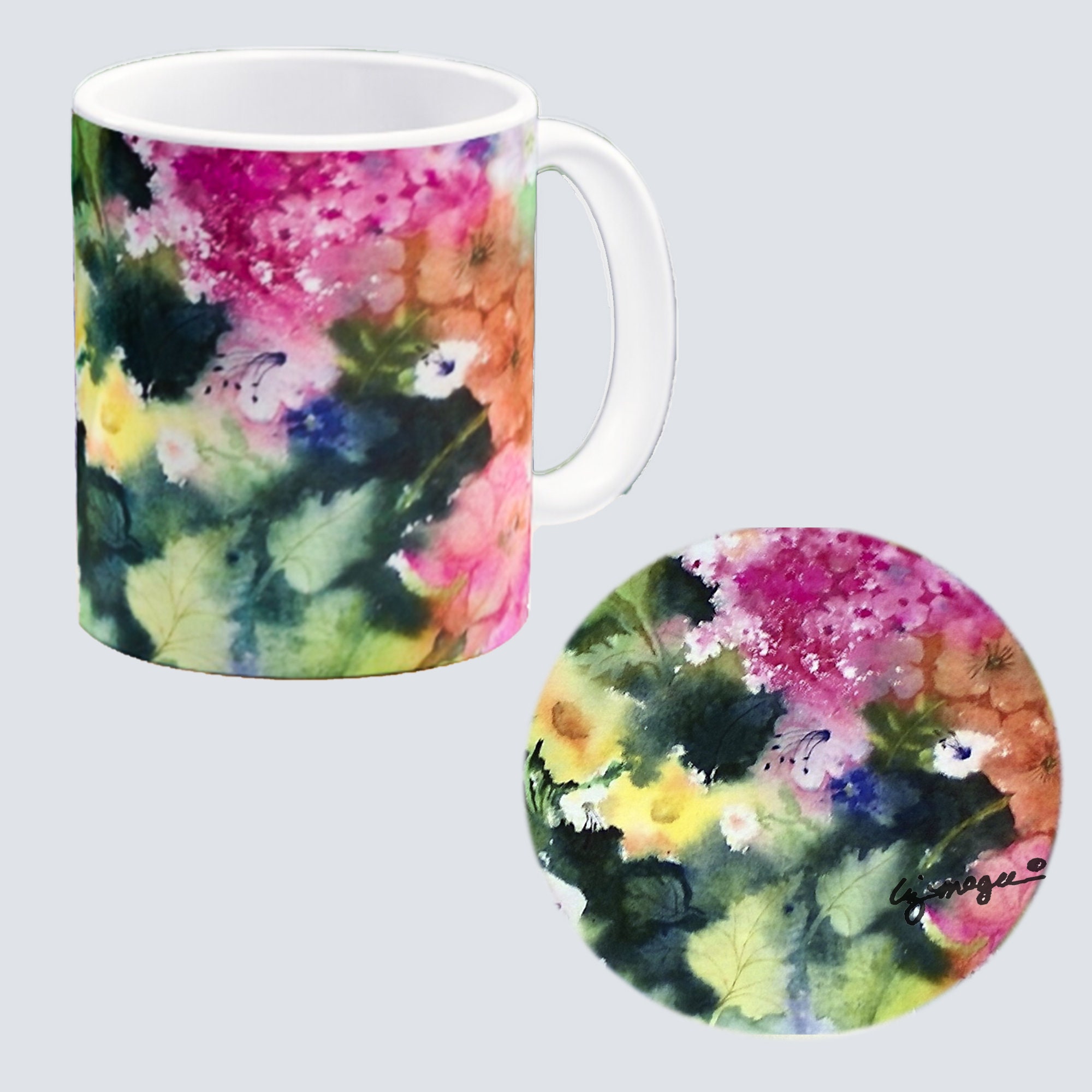 MUG & COASTER -Sublimated with Original Hand Painted Watercolors - Etsy.de