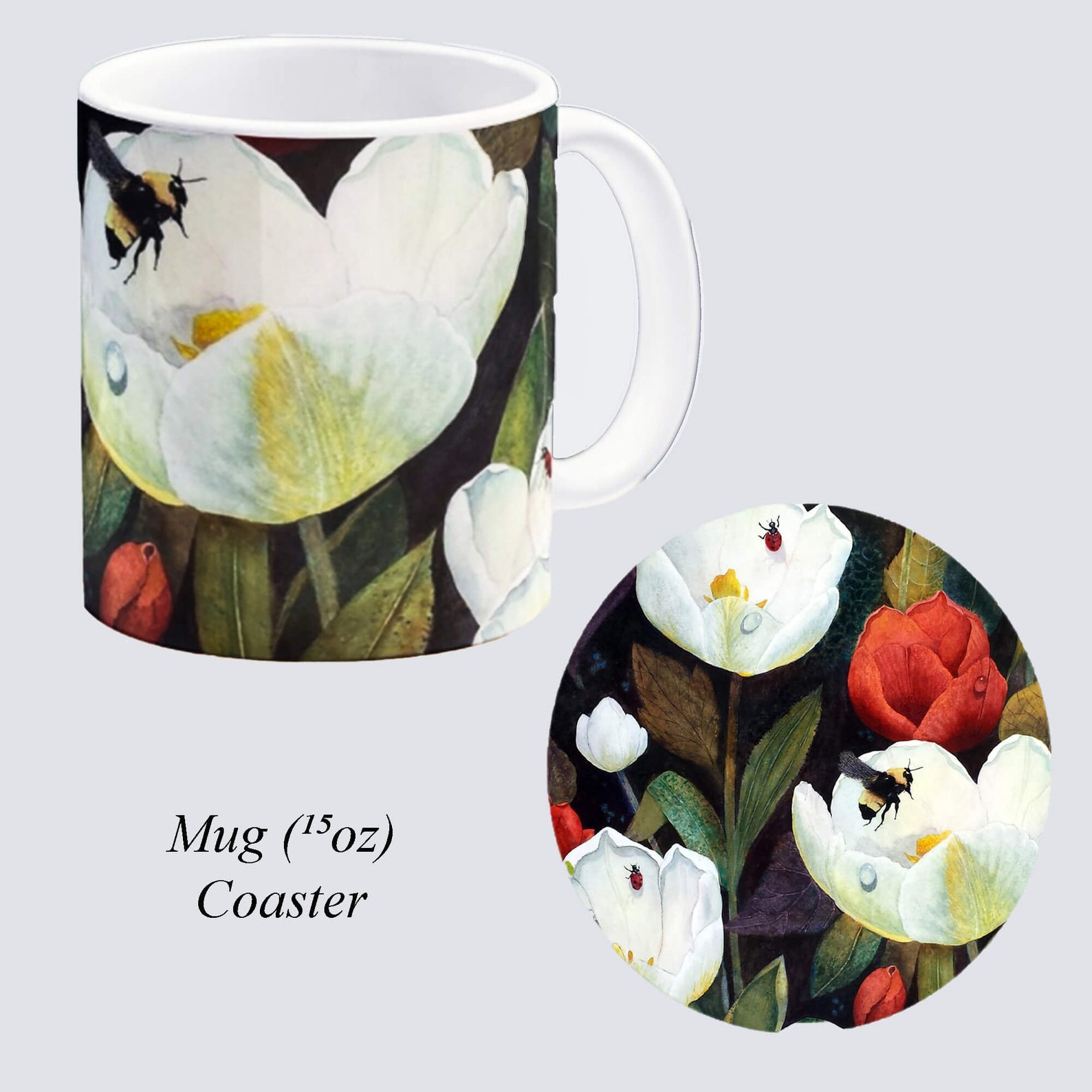 MUG & COASTER -sublimated With Original Hand Painted Watercolors - Etsy