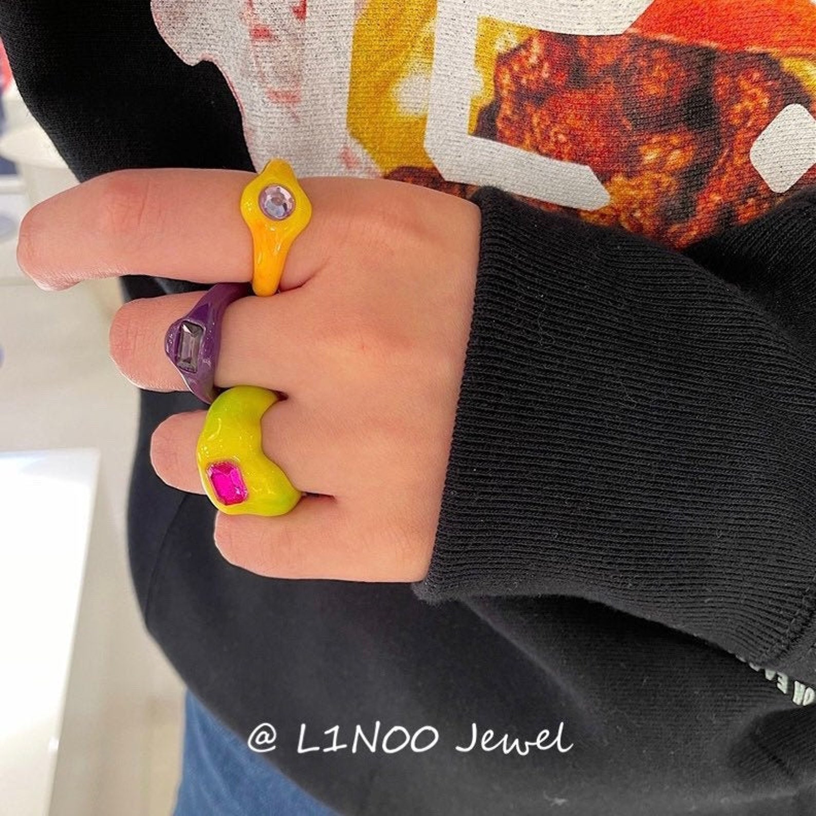 Chunky Colorful Rings Colorful Acrylic Ring Colorful Plastic | Etsy UK