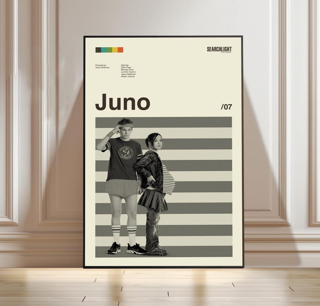 Juno Movie Poster, Mid Century Modern Art, Movie Print Art, Retro ...