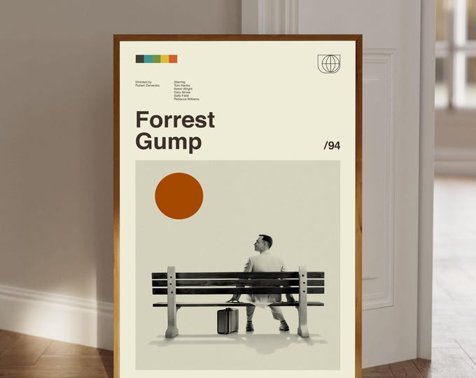 Forrest Gump Poster, Forrest Gump Retro Poster, Mid Century Modern Art ...