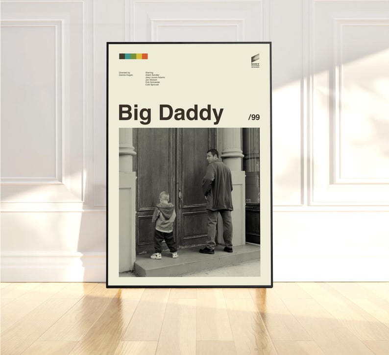 Big Daddy Poster, Big Daddy Movie Poster, Mid Century Modern Art, Black and White, Retro Poster ...