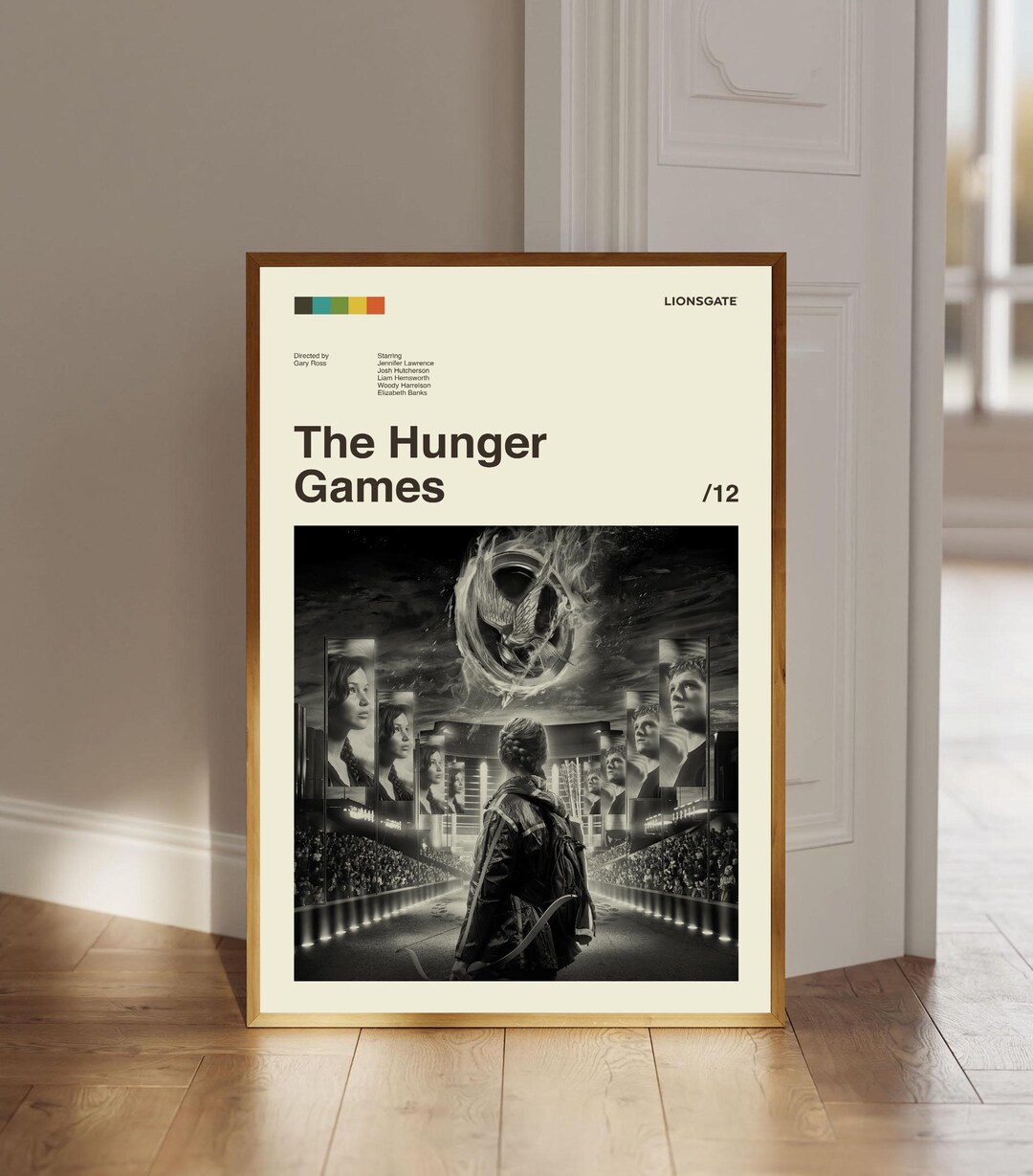 Inspired THE HUNGER GAMES Movie Poster, Mid Century Modern Art, Black ...