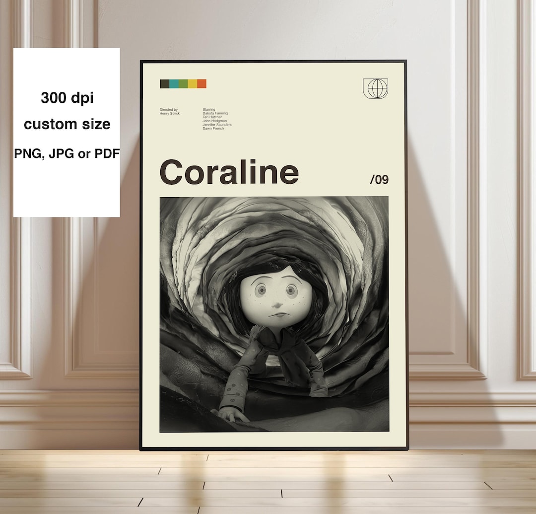 Coraline Poster, Coraline Movie Poster, Horror Art, Mid Century Modern ...