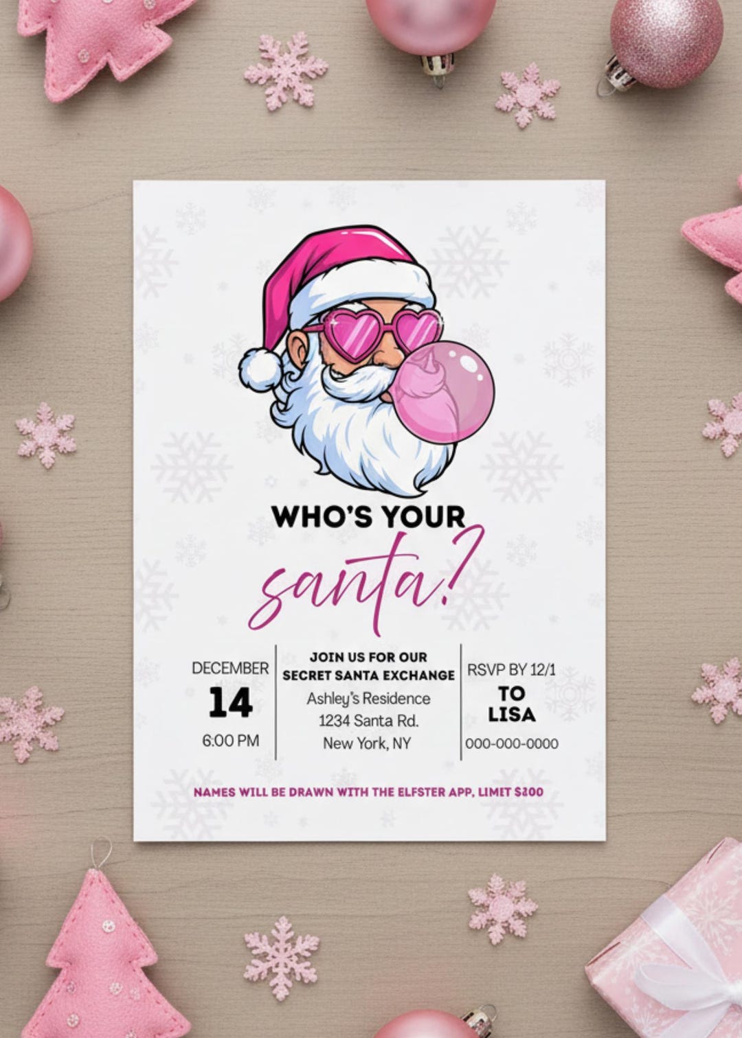 Editable Secret Santa Invitation | Canva Digital Download | Christmas ...