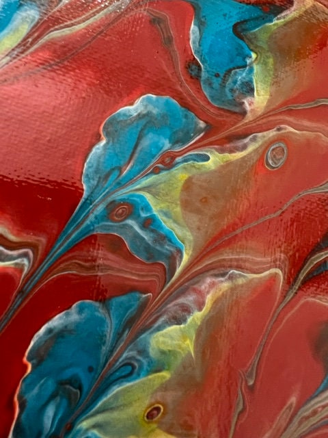 Red & Blue Ripple Effect Wall Art | Abstract Art | Acrylic Painting on ...