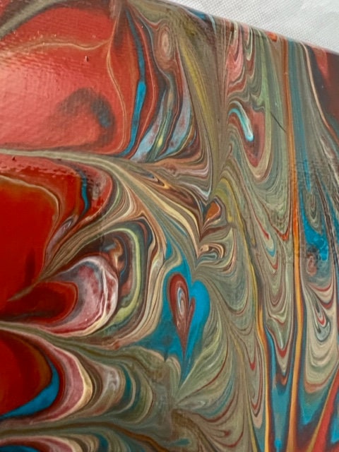 Red & Blue Ripple Effect Wall Art | Abstract Art | Acrylic Painting on ...
