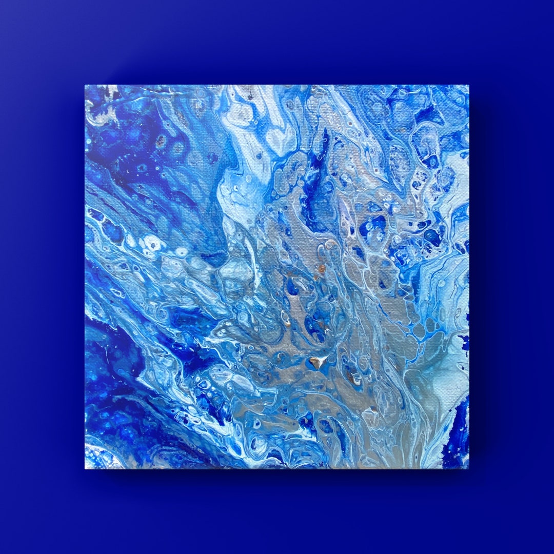 Blue & Silver Wall Art | Abstract Art | Acrylic Painting on Canvas ...