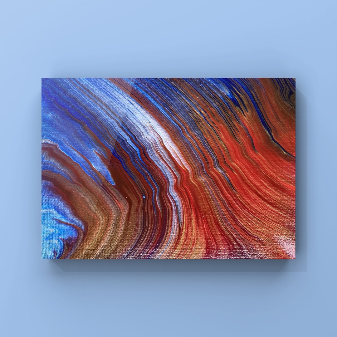 Red, Blub & Gold Acrylic Pour | Abstract Art | Acrylic Painting on ...