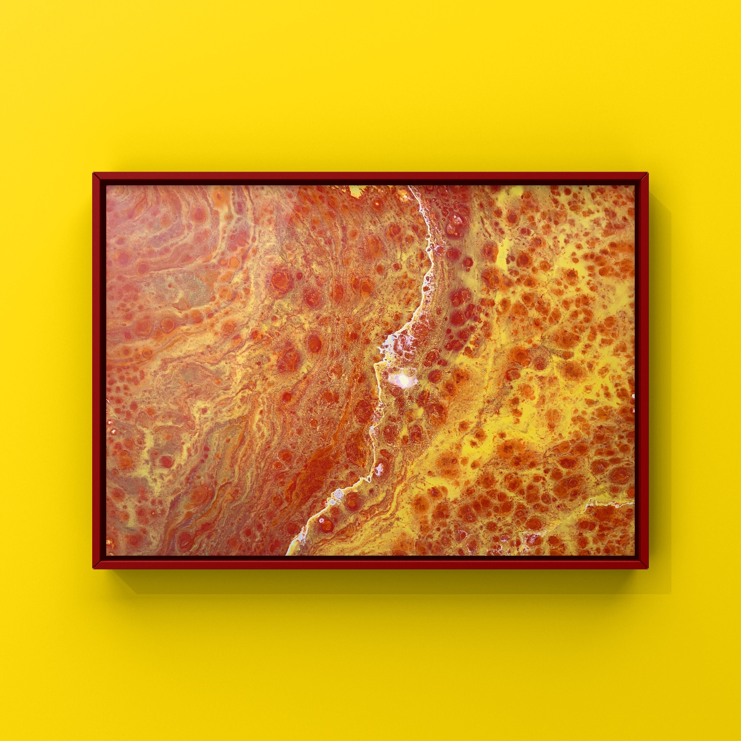 Red Lava Wall Art Abstract Art Acrylic Painting on Canvas Ring Pour - Etsy